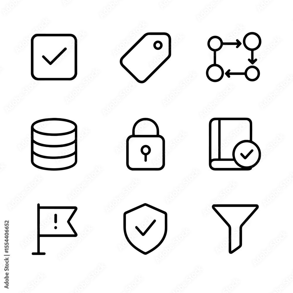 Data Governance Icons. Outline icon set of Data Quality and Governance ...