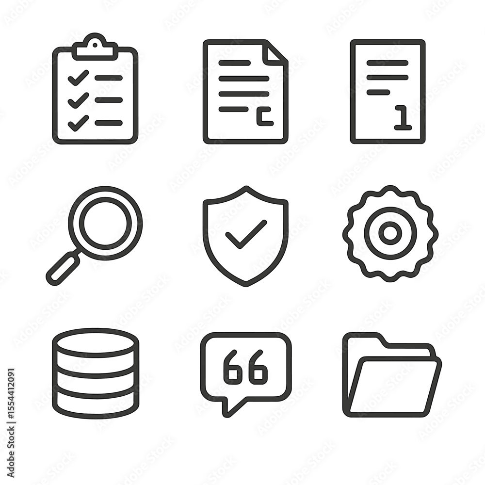 Fact-Checking Icons Set. Outline icon set of fact-checking tools ...