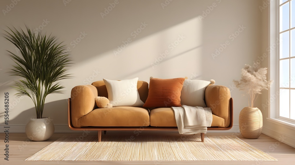 4k Luxury leather sofa seat for home office, Virtual meeting zoom ...