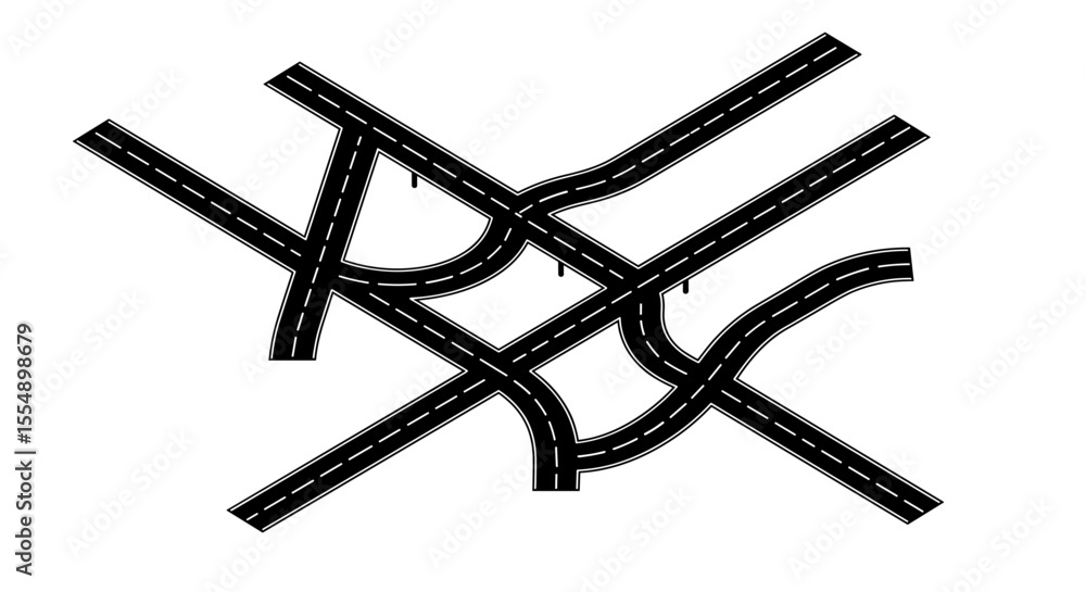 Minimalist road intersection vector illustration: urban design for ...