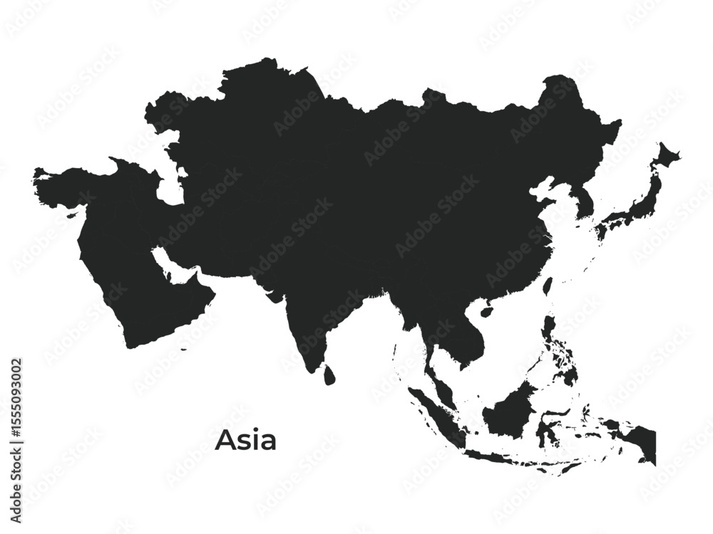 Vector Illustration Map of the Asian Continent Stock Vector | Adobe Stock
