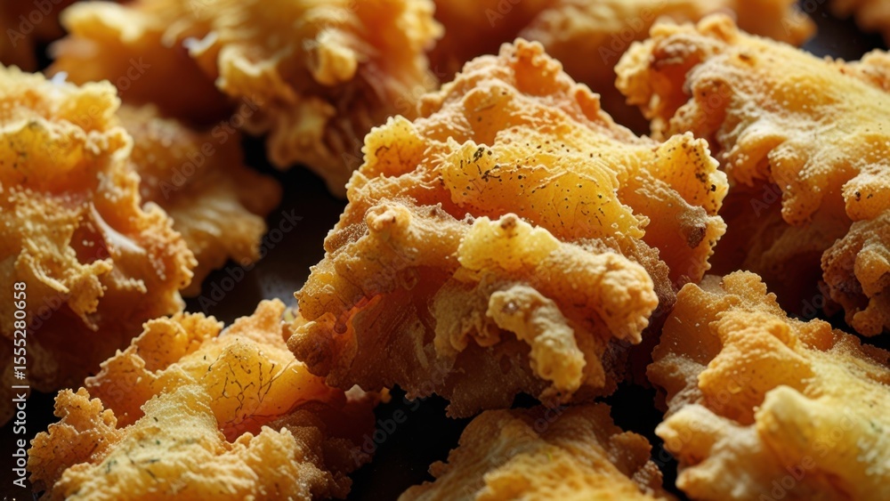 Crispy Deep-Fried Tempura Batter with Golden Ridges, Close-Up Food ...