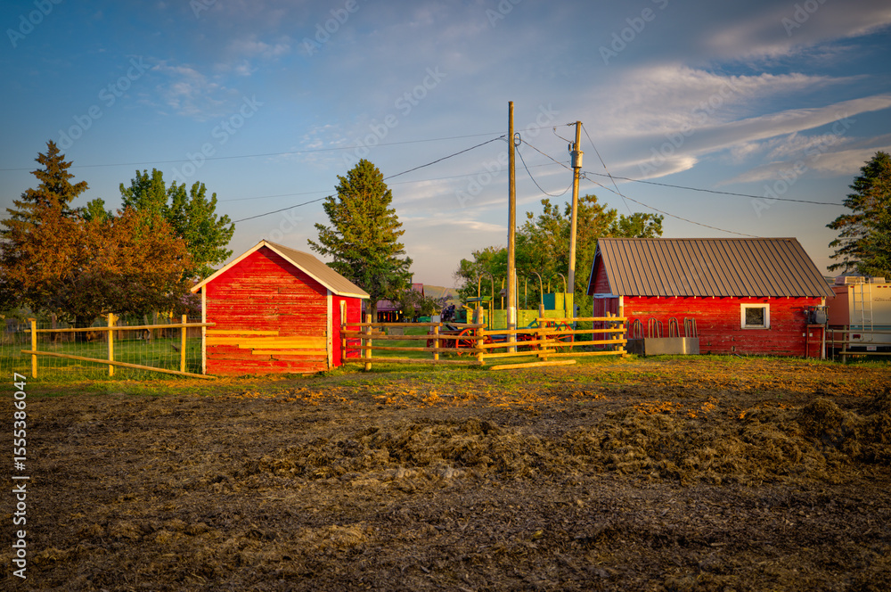 Longview, Alberta - June 8, 2025: Out buildings and landscapes on the ...