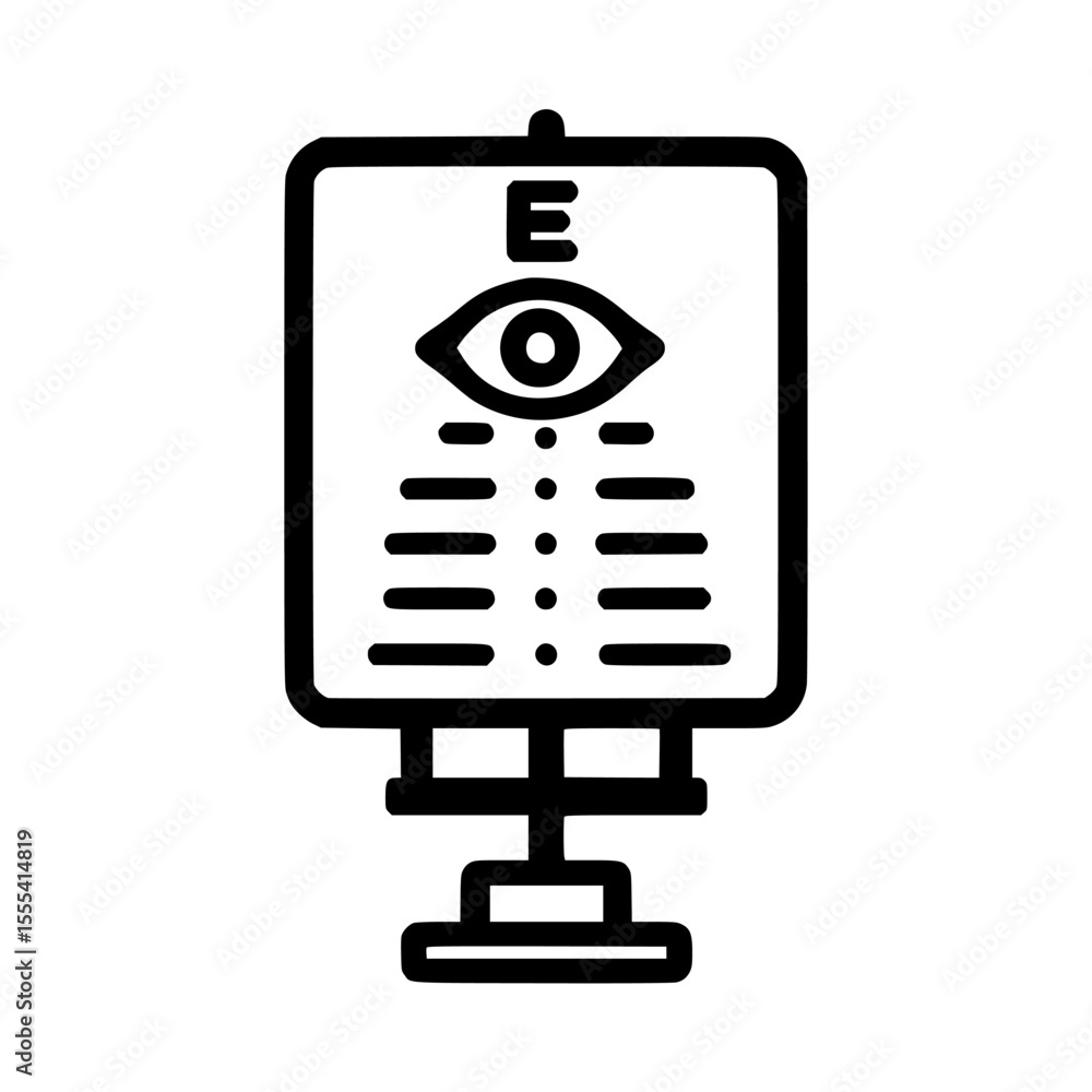 Simple black and white illustration of an eye chart used for vision ...