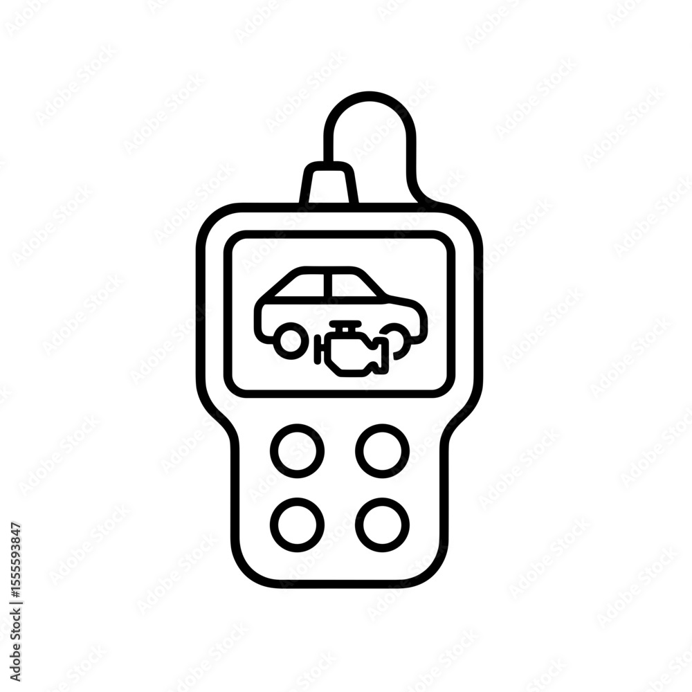 OBD scanner icon for car diagnostics device – outline Stock Vector ...