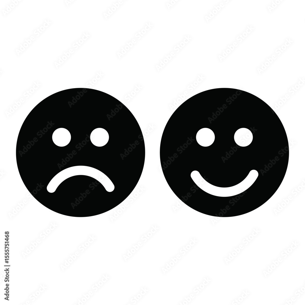 Simile and Sad Emoji Icon Vector Stock Vector | Adobe Stock
