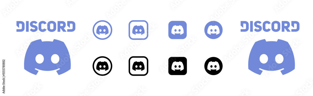Discord logo icon vector set 2025. Square, Round, Circle, outline ...