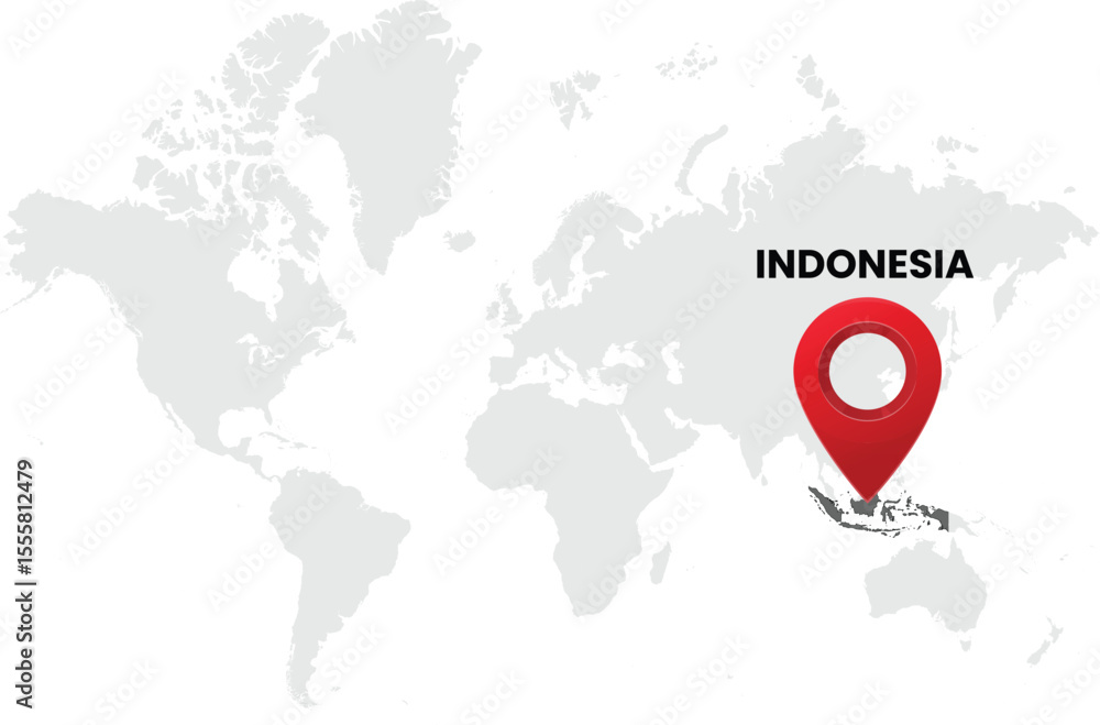 Vektor World map on white background. World map with country indonesia ...