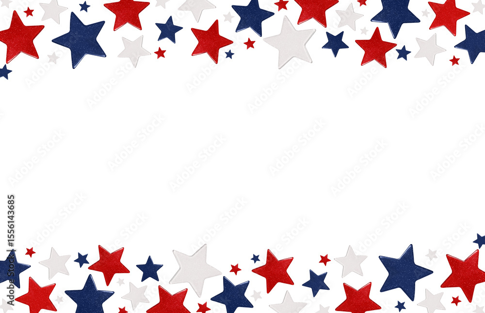 Festive patriotic frame of stars in the colors of the USA flag isolated ...