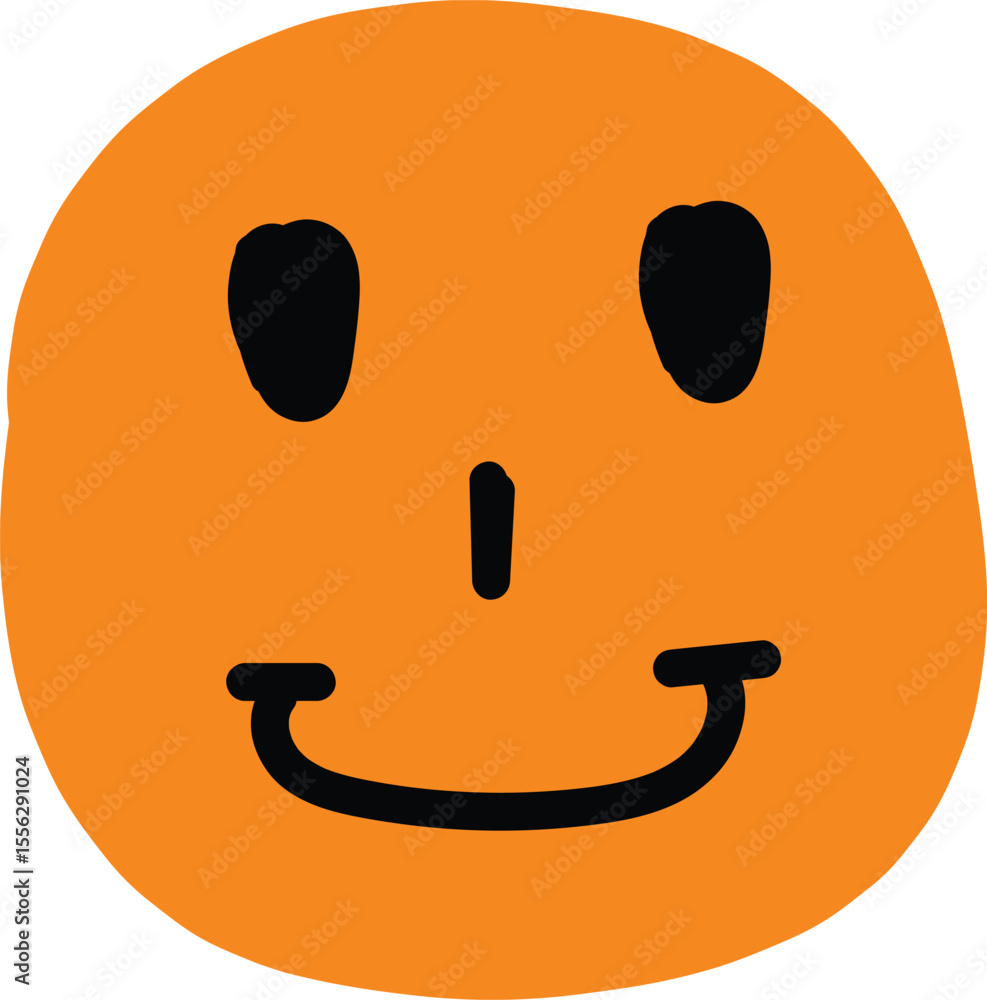 Orange smiley face emoji illustration. Fun cartoon character icon ...