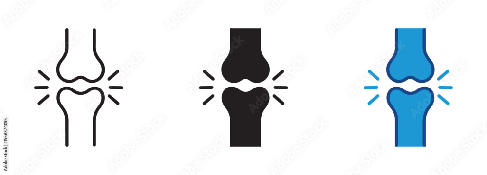 Arthritis knee joint pain icon in outline and flat style , vector ...