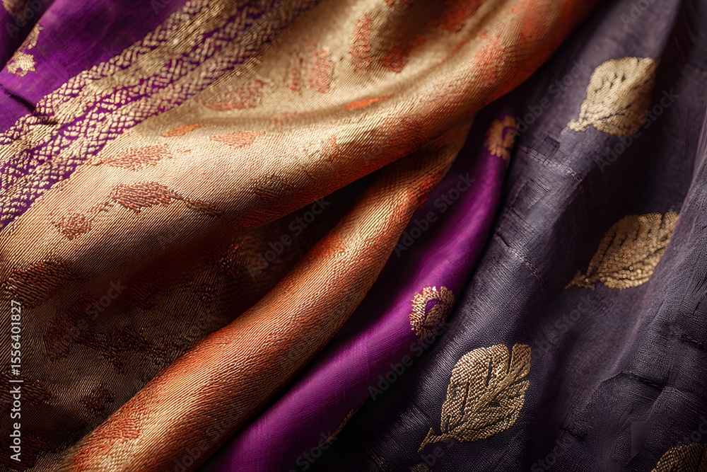 Asian Saree shown on the left side of a Background. it should look like ...