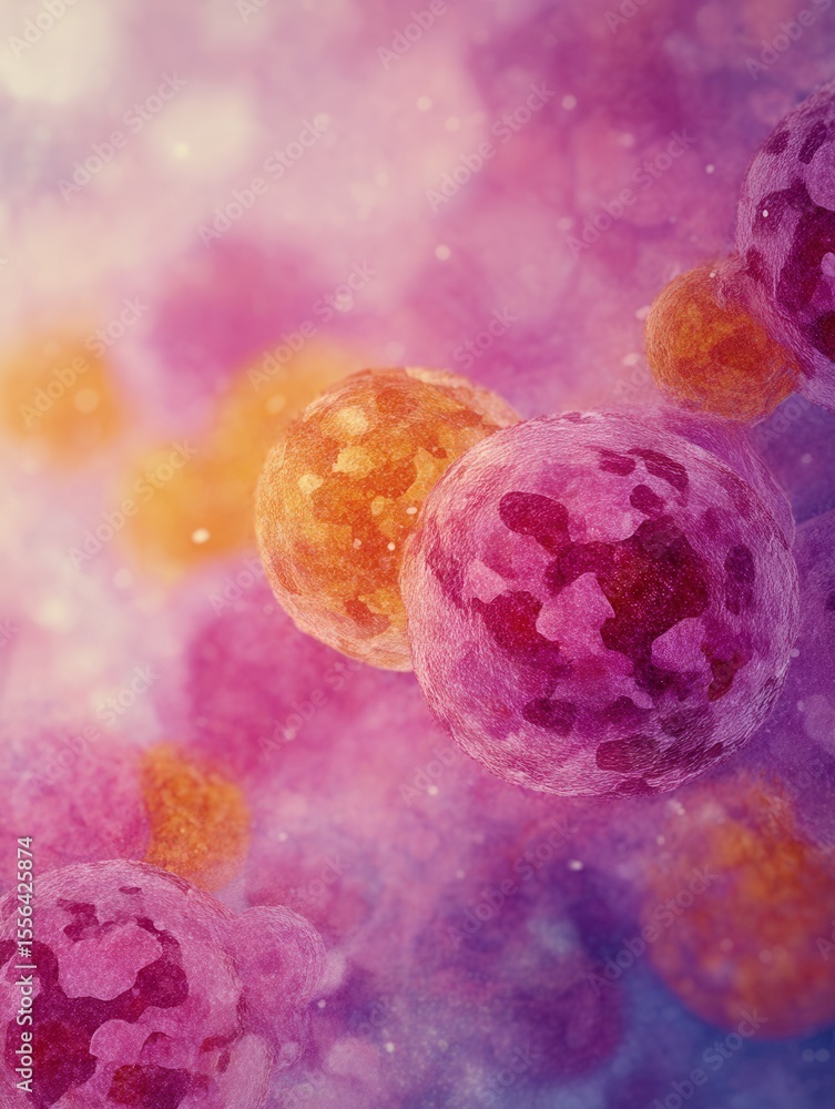 Microscopic examination reveals abnormal lymph node tissue with ...