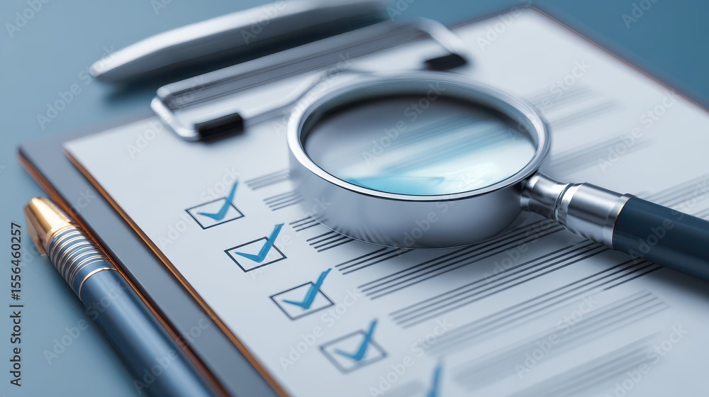 Detailed Checklist Review with Magnifying Glass: Ensuring Accuracy and Compliance in ...
