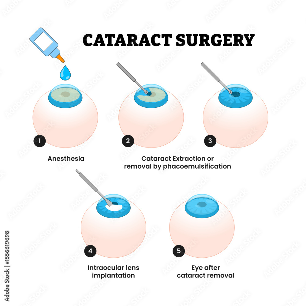 เวกเตอร์ Stock Cataract Surgery Procedure Process Progress Diagram ...
