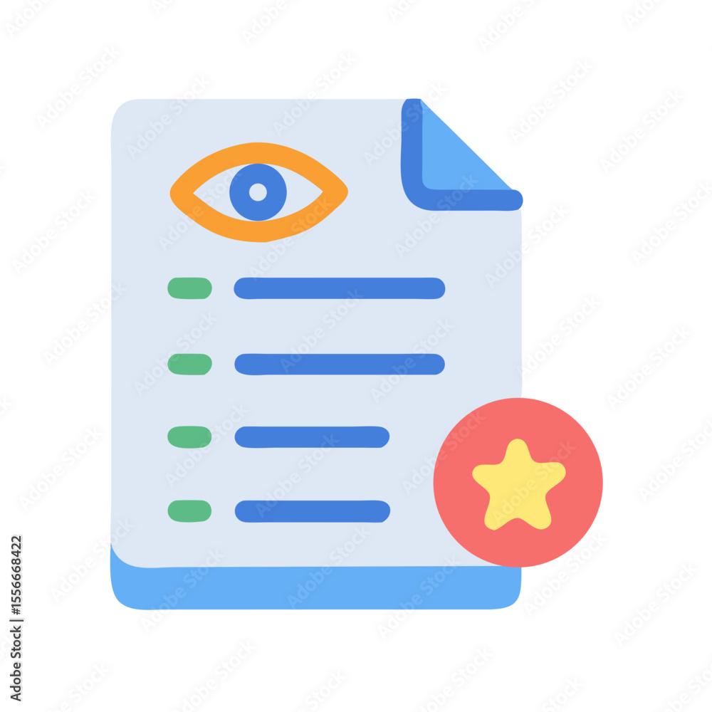 Eye tracking document with star icon depicting importance and visual ...