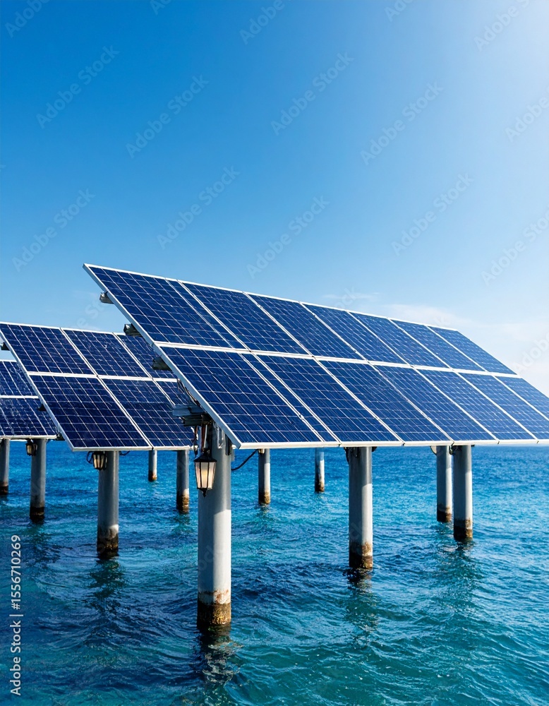 Expansive solar power station set on ocean surface harnessing renewable ...