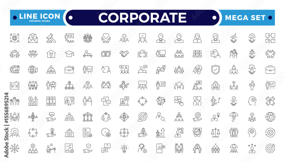 corporate Outline icon set. Business, office, finance, management, law ...