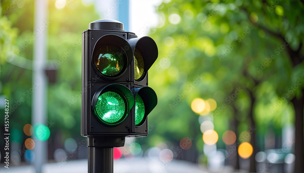 Green Light Signal: A detailed look at a traffic light showing the ...