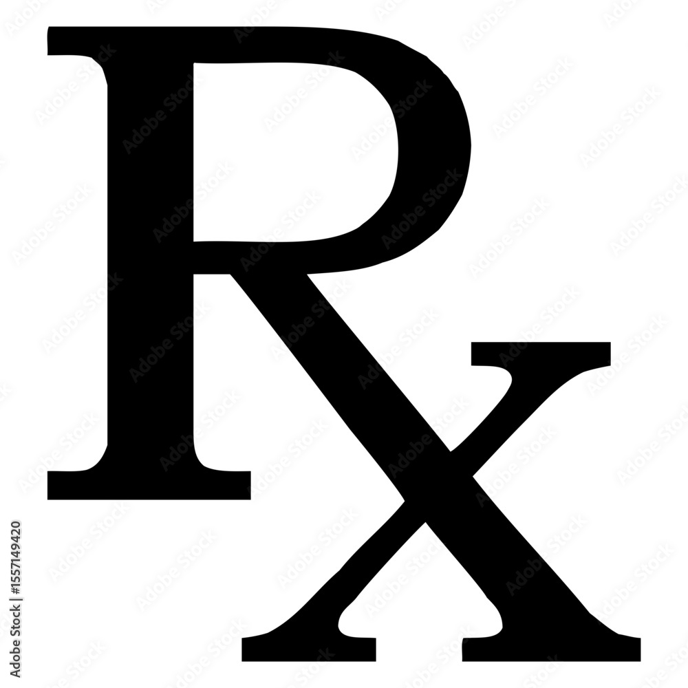 Icono receta para farmacia. Símbolo medicamentos. Logo con letras RX ...