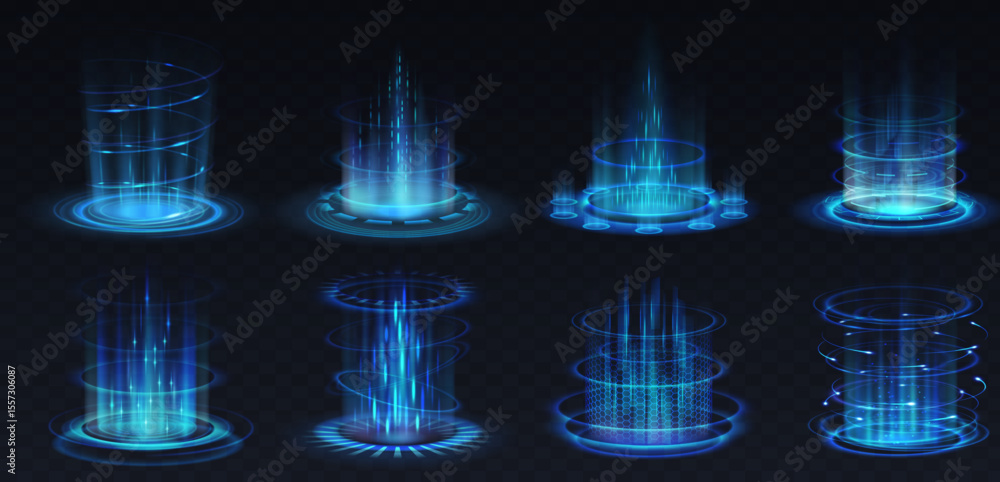 glowing magic portals realistic vector illustration Stock Vector ...