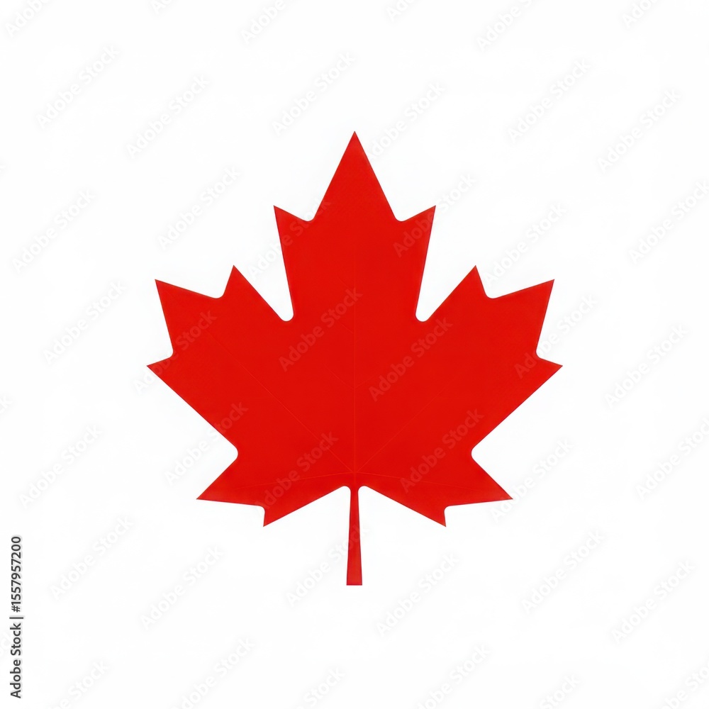 Single red maple leaf symbol isolated on white background Stock ...