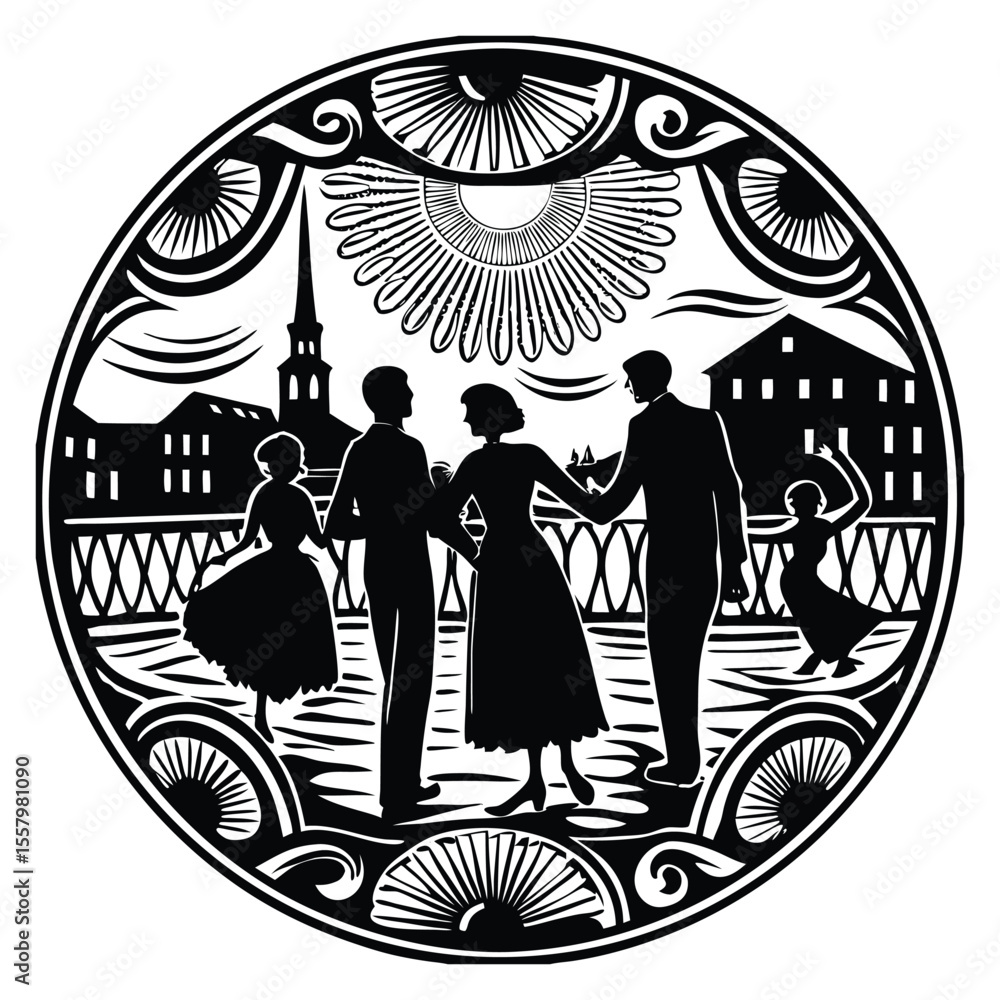 Vektor A lively Charleston party silhouette captures dancers in vintage ...
