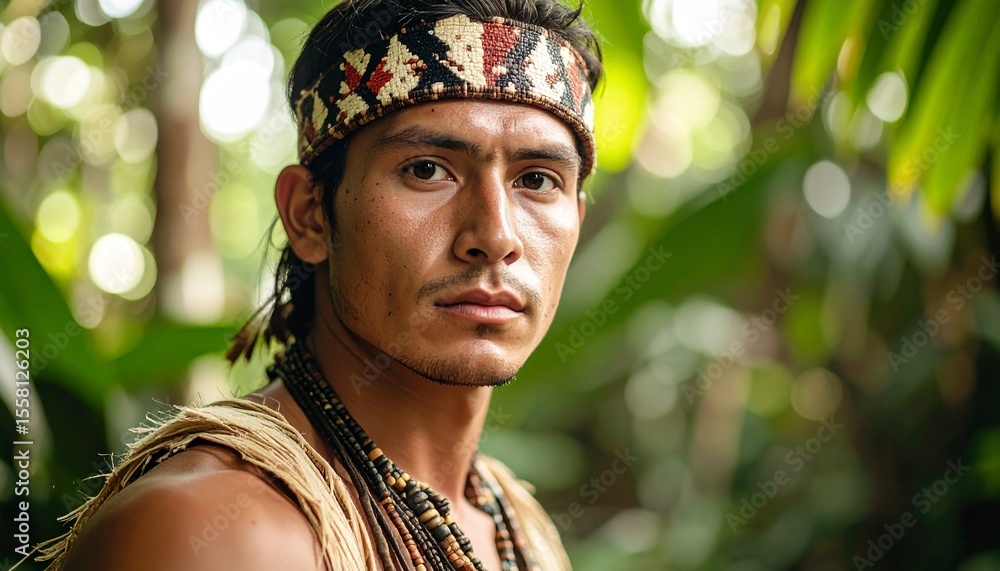 Stock-Foto „Thoughtful Brazilian indigenous man in the Amazon ...