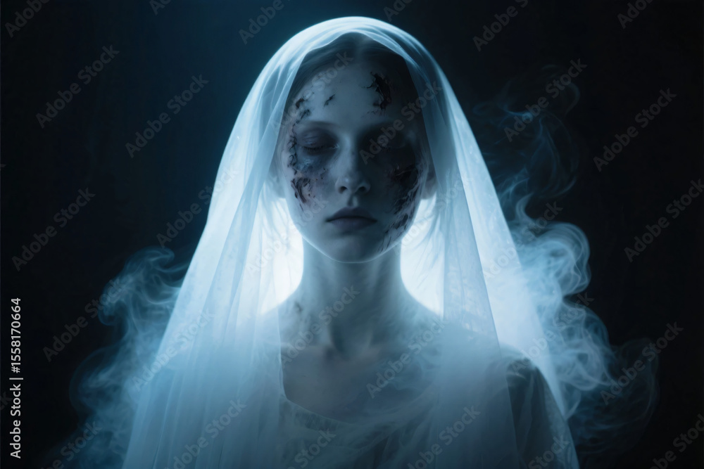 Possessed Woman in the Dark – Creepy and Eerie Stock Photo | Adobe Stock