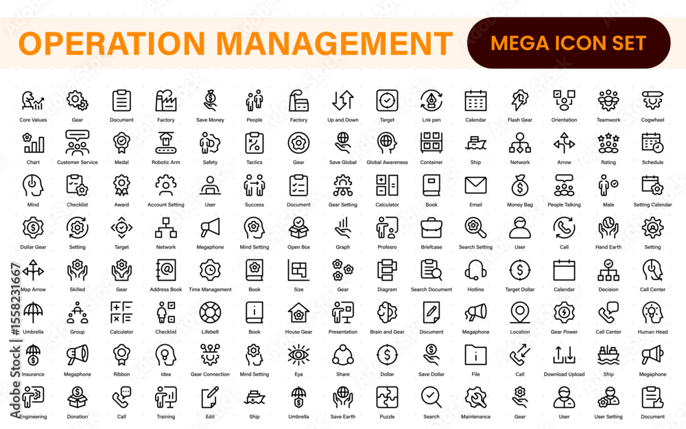 Operation management line icons. For website marketing design, logo ...