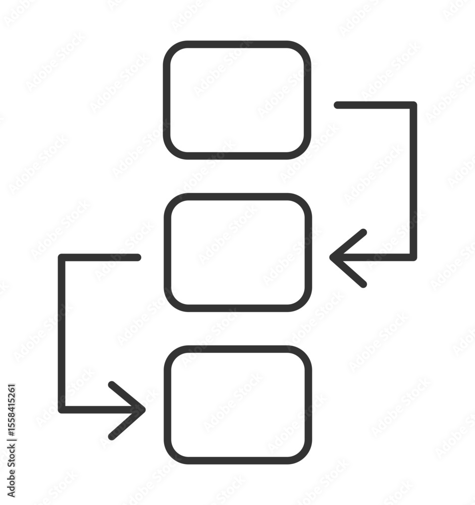 Flowchart linear icon. Work process. Step by step organization. Project ...