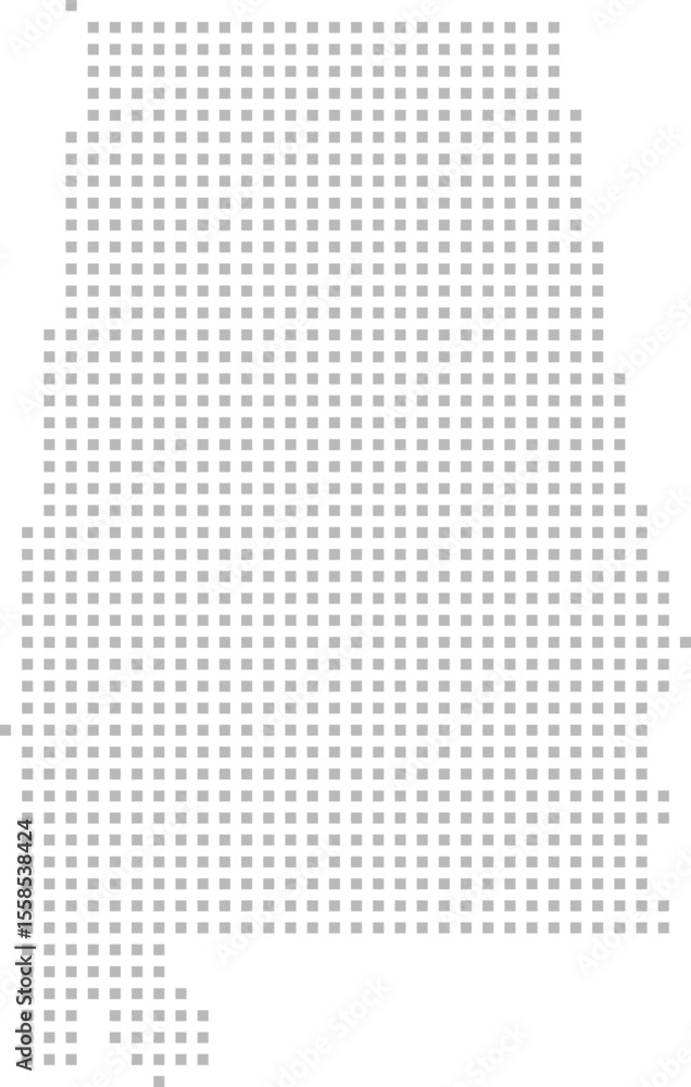 Alabama, United States – square dot grid vector map (Web Mercator ...