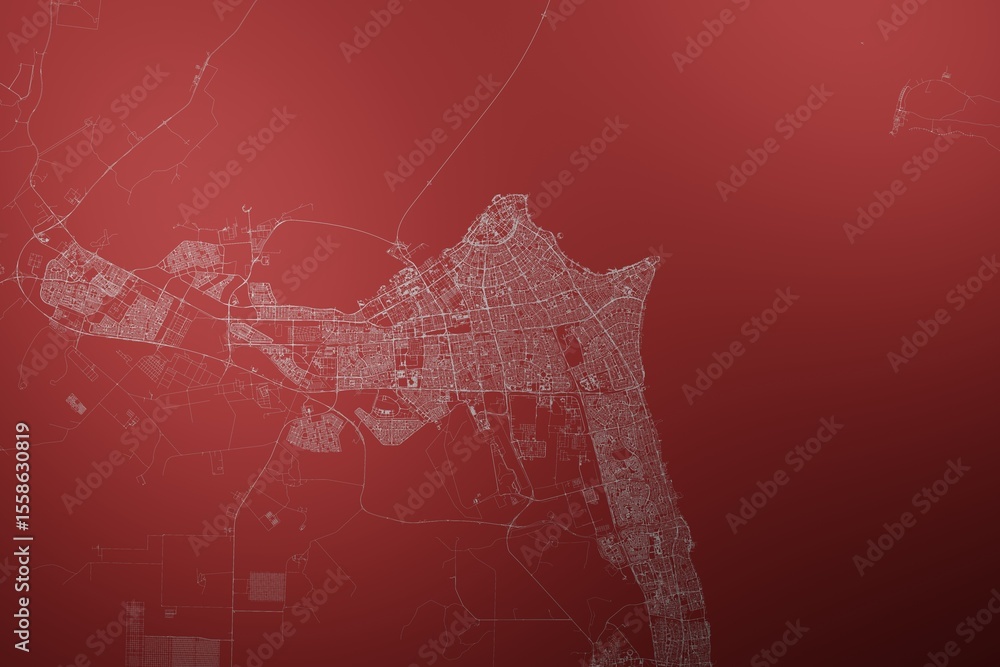 Ilustración de Stock Map of the streets of Kuwait City made with white ...