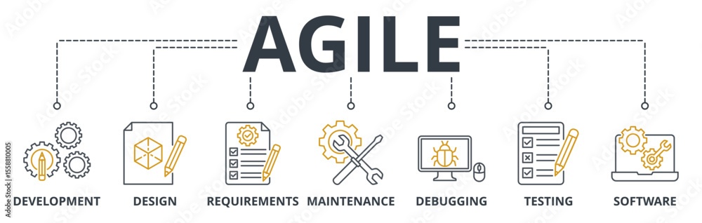 Agile web banner icons Vector illustration concept with icons keywords ...