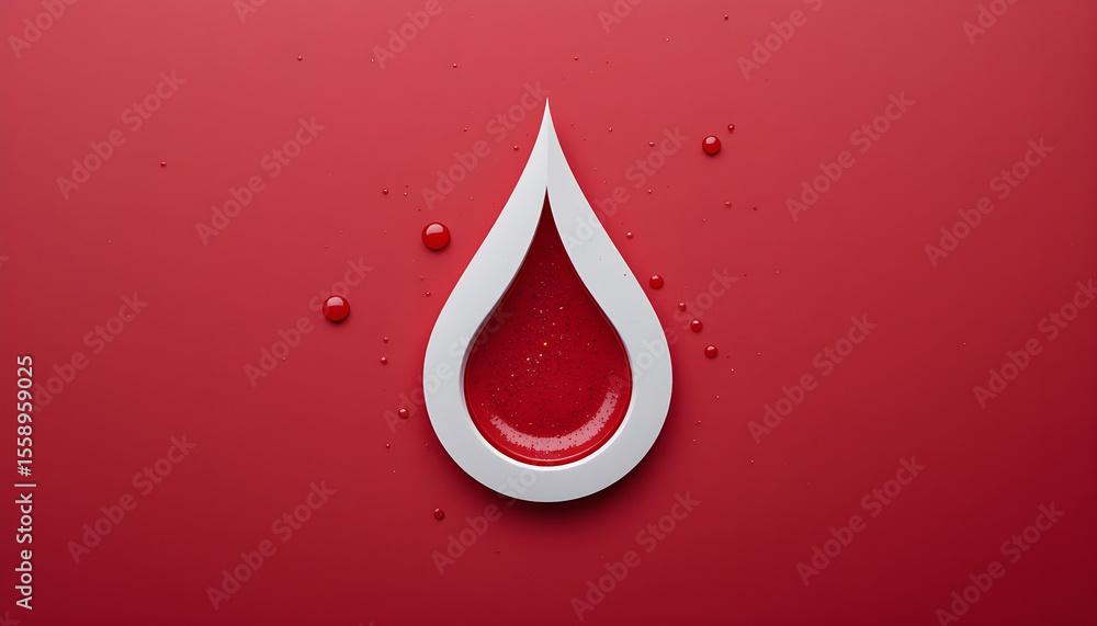 Paper blood drop on red background symbolizes blood disorders like ...