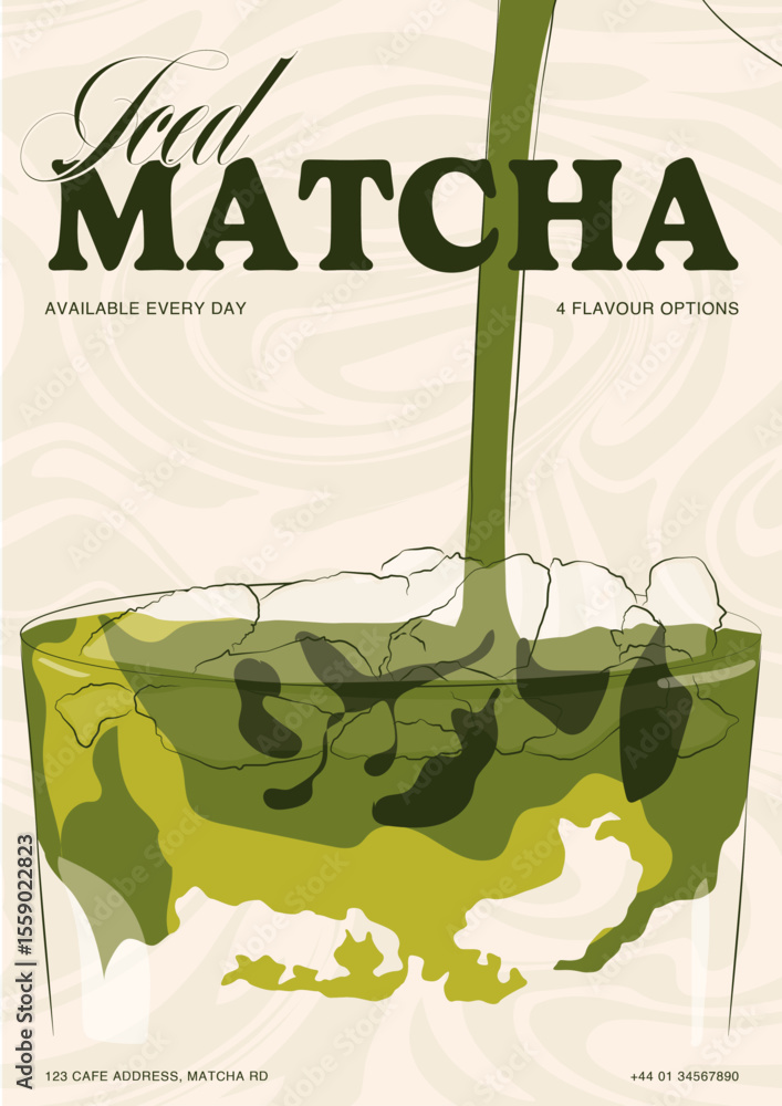 Poster for Iced Matcha Latte A4 Stock Vector | Adobe Stock