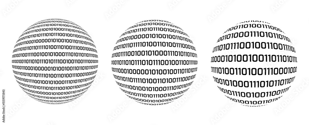 binary numbers ball sphere vector illustration set Stock Vector | Adobe ...