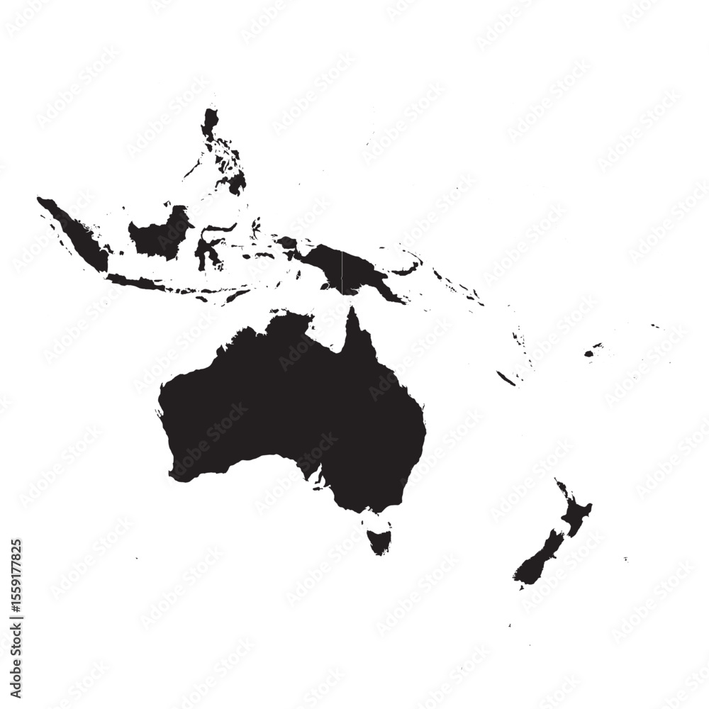 Political and geographical map of Australia and Oceania with countries ...