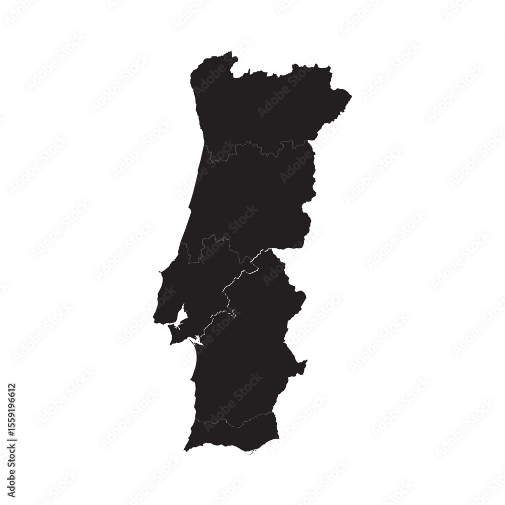 Political and administrative map of Portugal with regions, borders ...