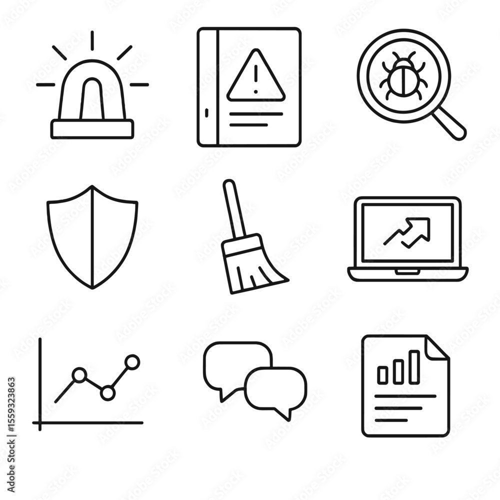 Incident Response Icons. Outline style icons of Incident Response ...