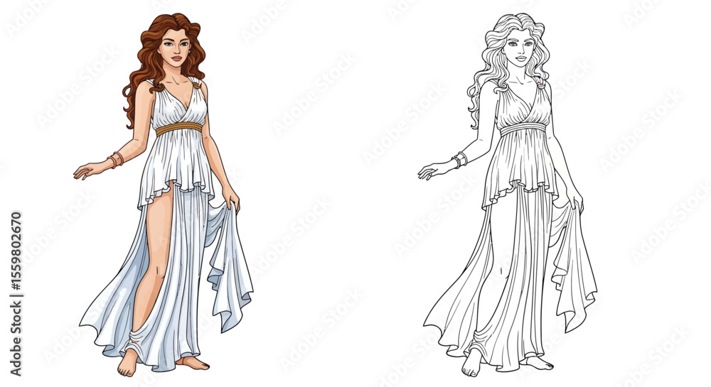 Legendary Helen of Troy Coloring Page Featuring Full Color and Crisp ...