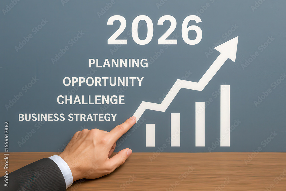 Businessman pointing at business strategy chart for 2026, this concept ...