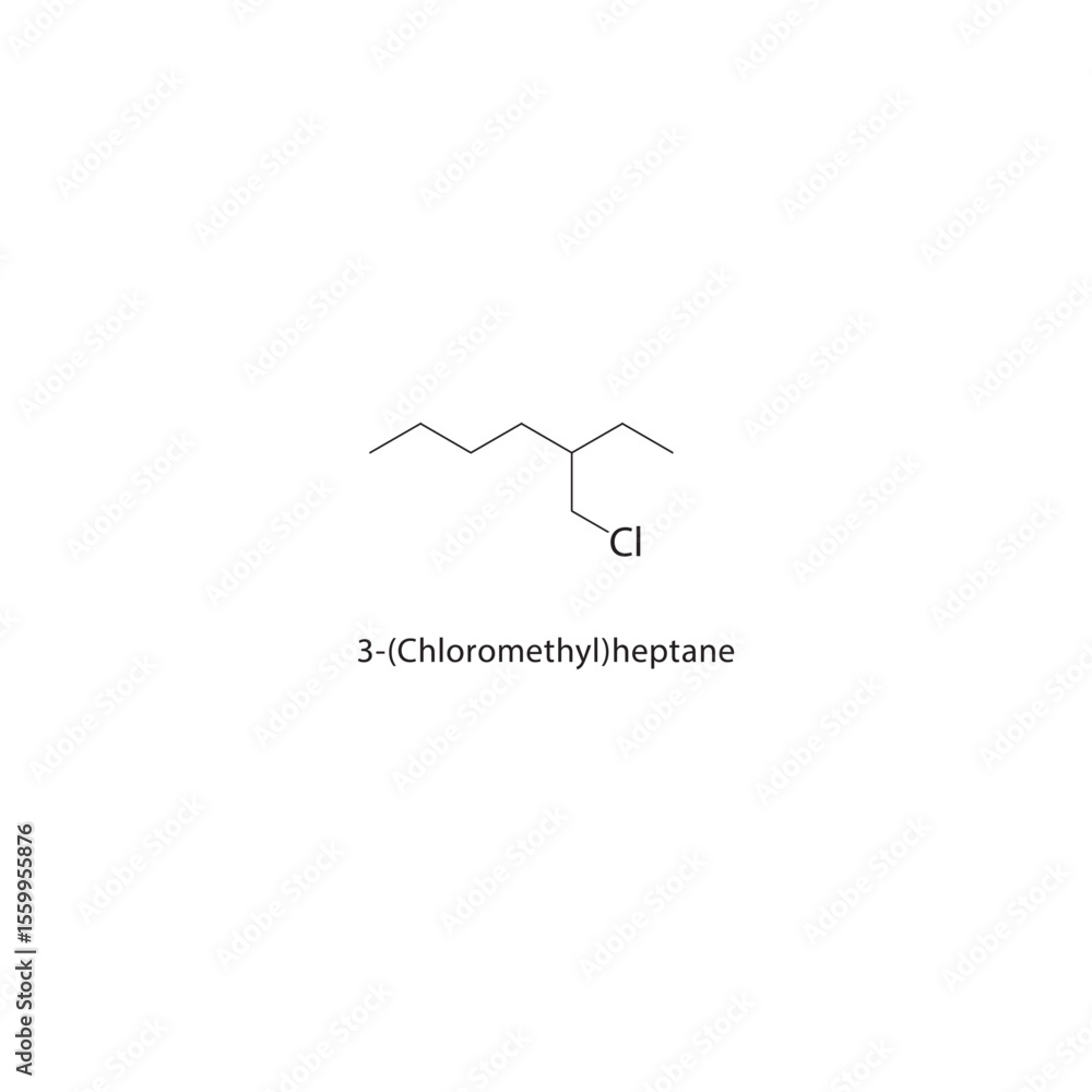 3-(Chloromethyl)heptane skeletal structure. Haloalkane compound ...