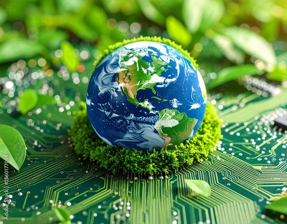 Concepto de medio ambiente y tecnología con vista del planeta tierra ...