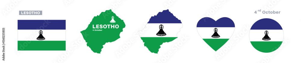 Image vectorielle Stock lesotho flag and map set. lesotho flag in ...