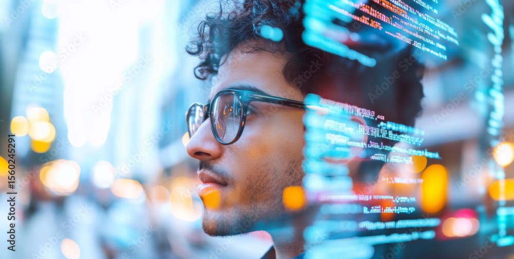 Indian male software developer focused on futuristic coding and ...