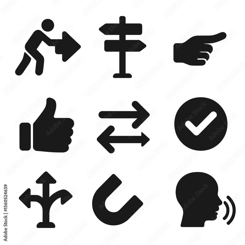 Behavior Change Icons. Solid, filled icon set of nudging and behavior ...
