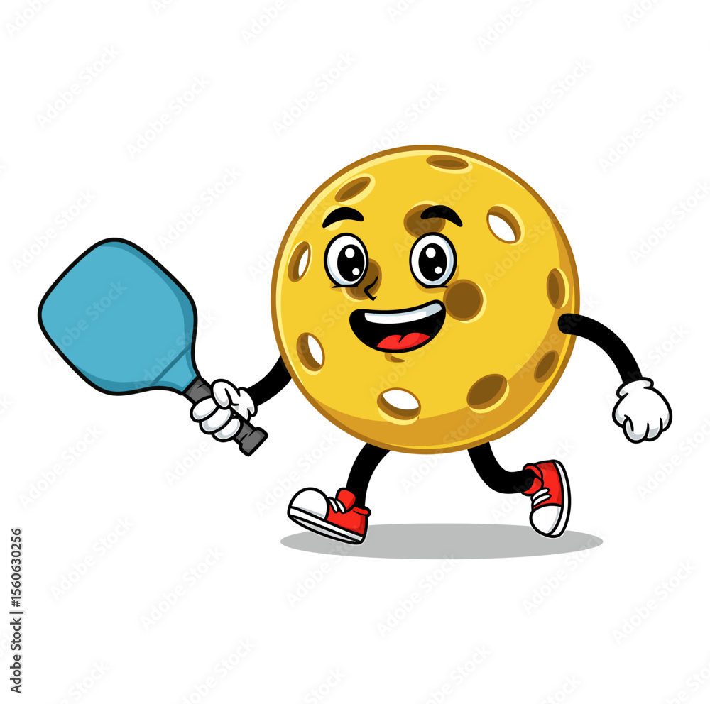 Cartoon Pickleball Character Ready to Play Game with Paddle in Hand and ...