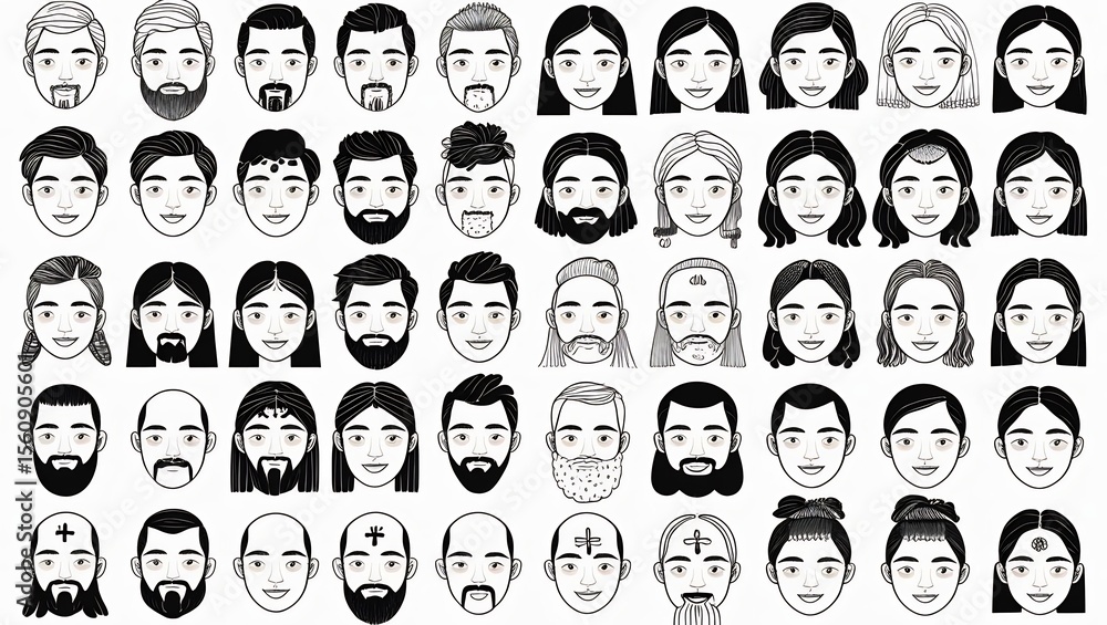 Faces of Diversity: A monochromatic array of diverse faces showcases ...