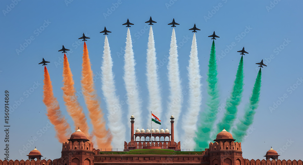 Airshow jet smoke trail sky celebration parade flag india republic day ...